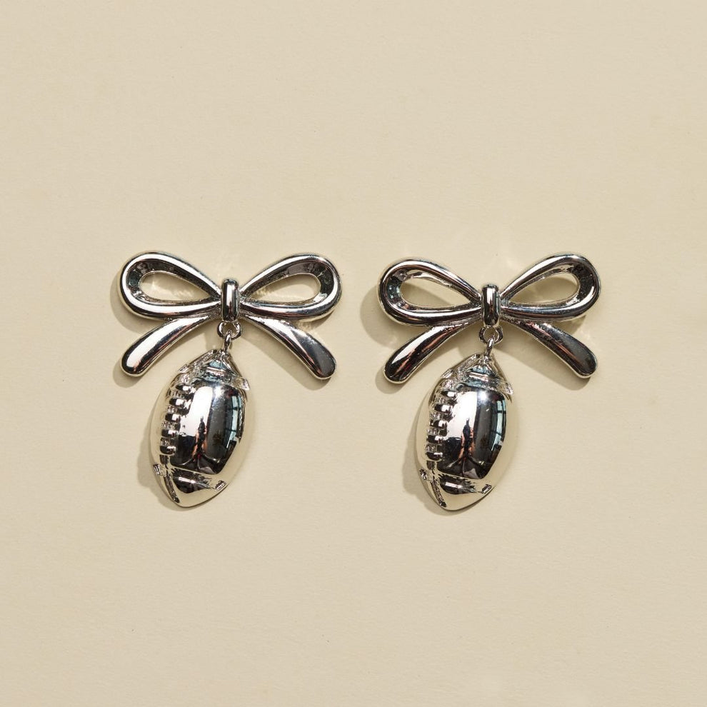 Silver Football & Bow Drop Studs – Cyclone Fanatic Shop